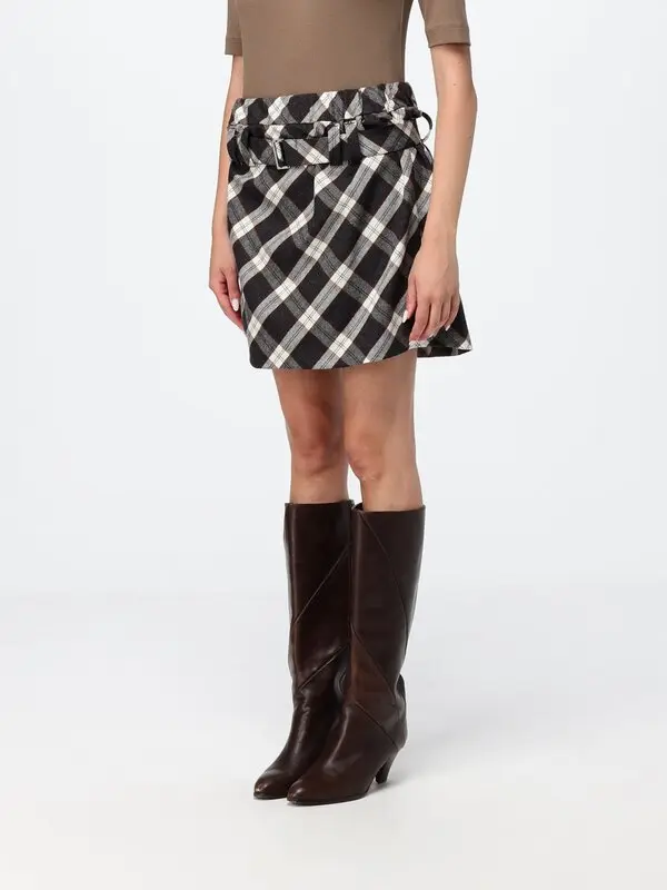 Brunello Cucinelli High-waisted Belted Check Wool-blend Mini Skirt