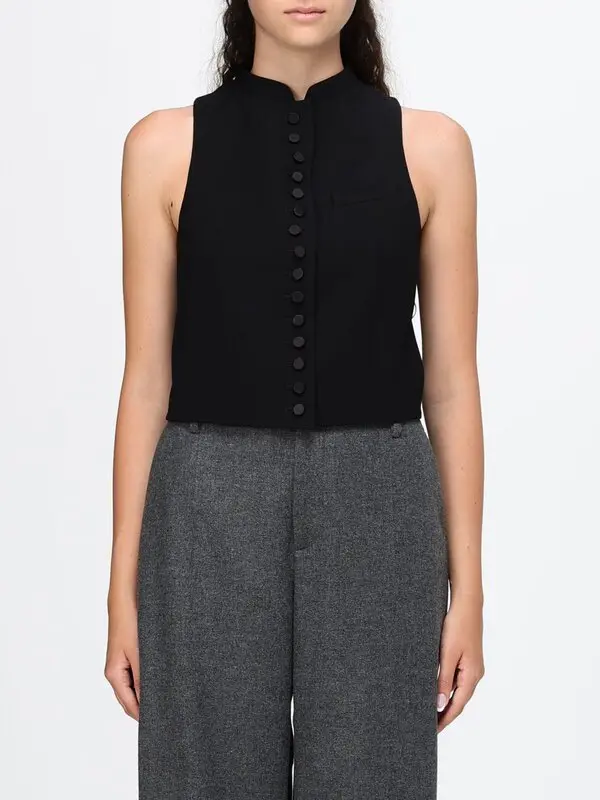 TOM FORD Slim Fit Wool Top With Mandarin Collar And Off-the-shoulder Design - Black