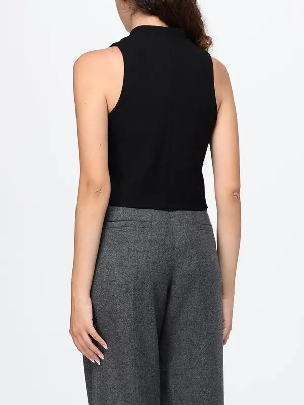 TOM FORD Slim Fit Wool Top With Mandarin Collar And Off-the-shoulder Design