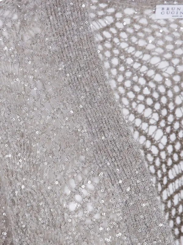 Brunello Cucinelli Sequined Open-knit Cardigan