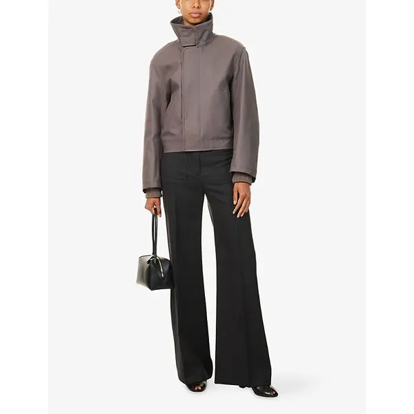 Victoria Beckham Funnel-neck Cropped Cotton Bomber Jacket