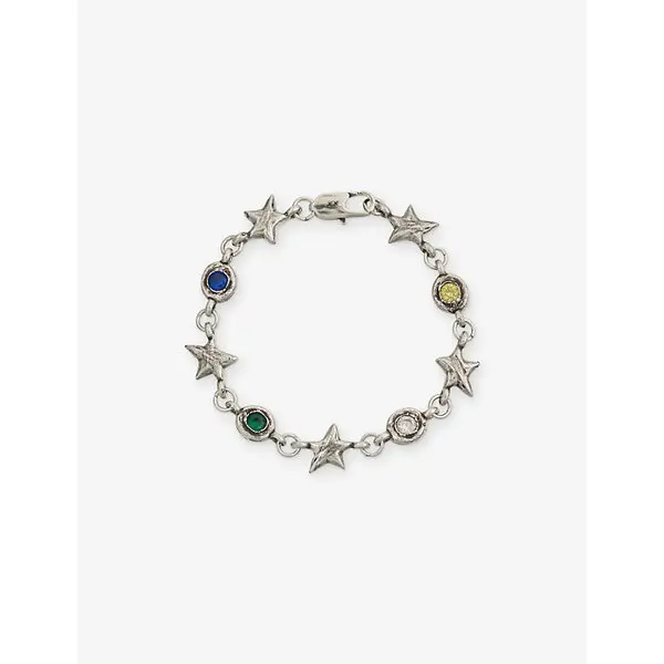 TWOJEYS Plated Brass Star And Stone Bracelet - Silver