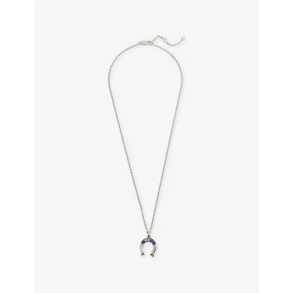 TWOJEYS Horseshoe Multi Stone Sterling -plated Brass Necklace - Silver