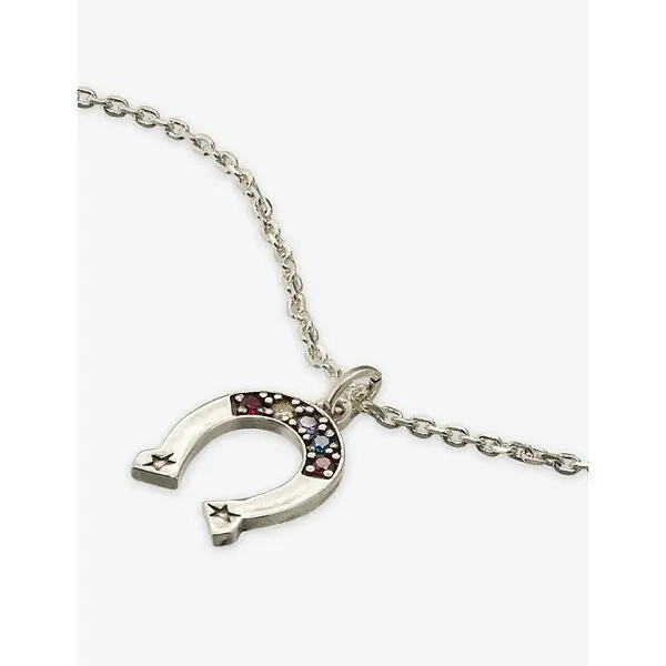 TWOJEYS Horseshoe Multi Stone Sterling -plated Brass Necklace