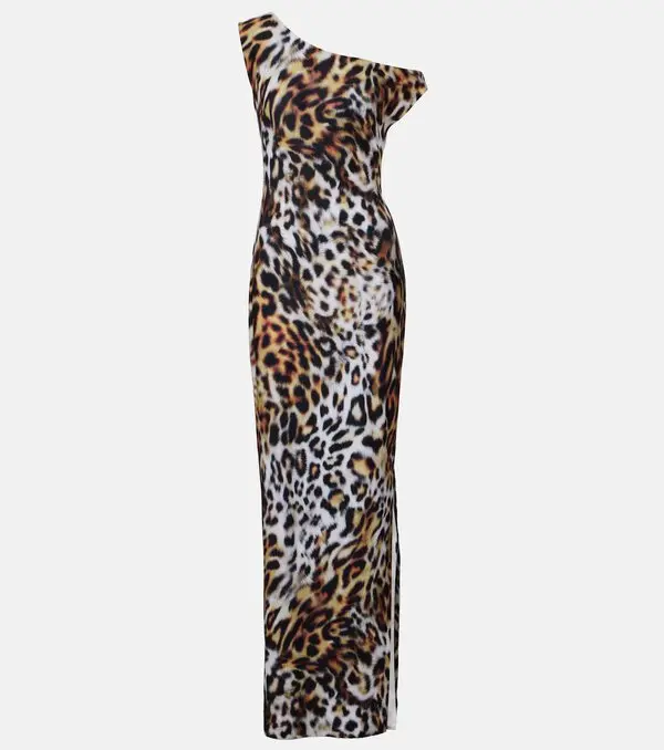 Norma Kamali Leopard-print One-shoulder Gown - Multicoloured