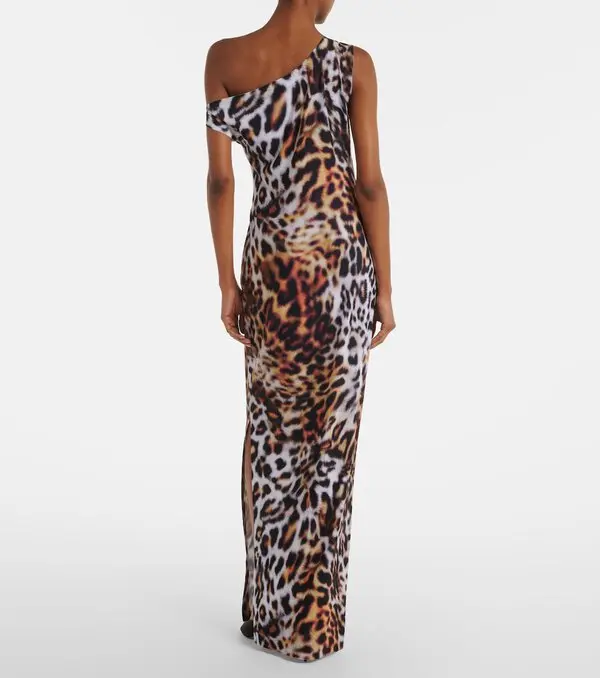 Norma Kamali Leopard-print One-shoulder Gown