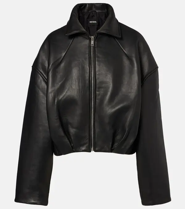 ROTATE BY BIRGER CHRISTENSEN Bonded Leather Blouson Jacket - Black