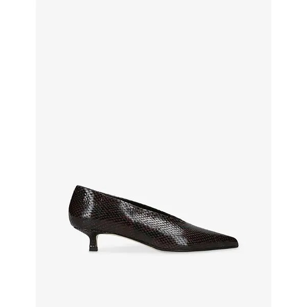 AeydĒ Clara Pointed-toe Heeled Leather Pumps - Wine Comb
