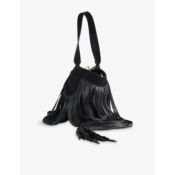Khaite Nano Lotus Fringe Leather Tote Bag