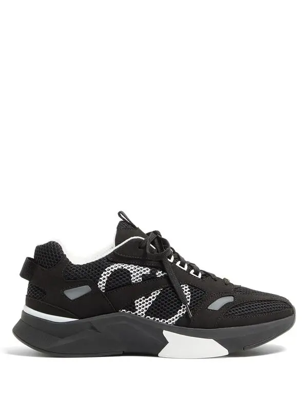 Valentino Garavani Demivee Sneakers In Mesh Fabric With Suede Details - Black