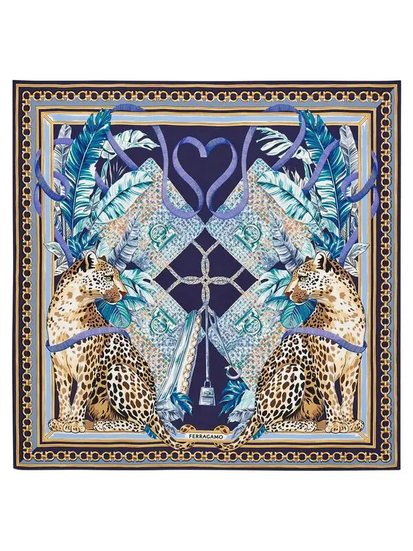 FERRAGAMO Silk Scarf With Wild Animal Print