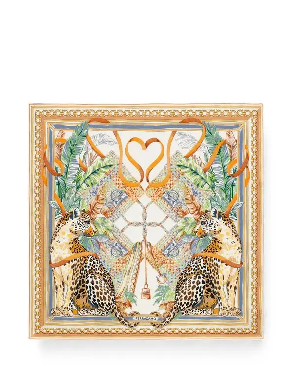 FERRAGAMO Silk Scarf With Animal Print - Multi