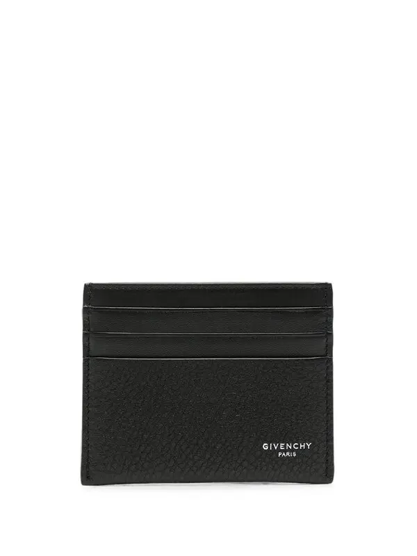 Givenchy Hammered Leather Cardholder With Logo Print - Black