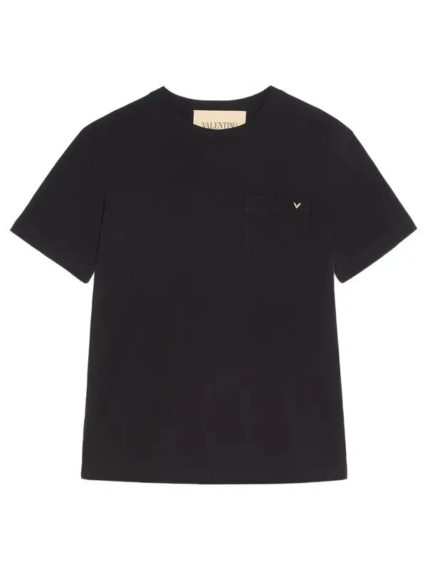 Valentino Garavani T-shirt In Cotton With Vgold - Black