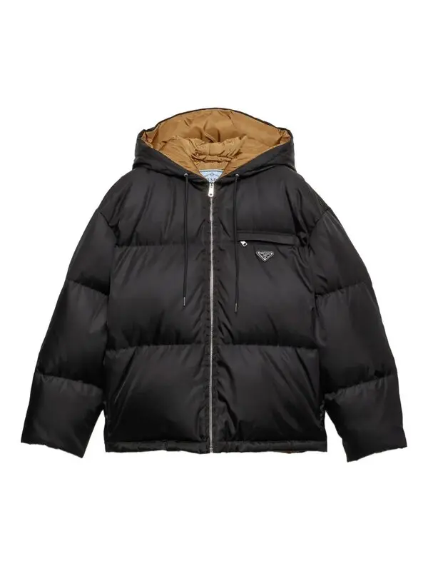 Prada Contrasting Lining Hooded Down Jacket