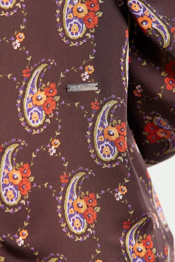 Dsquared2 Paisley Print Knotted Collar Shirt - Black