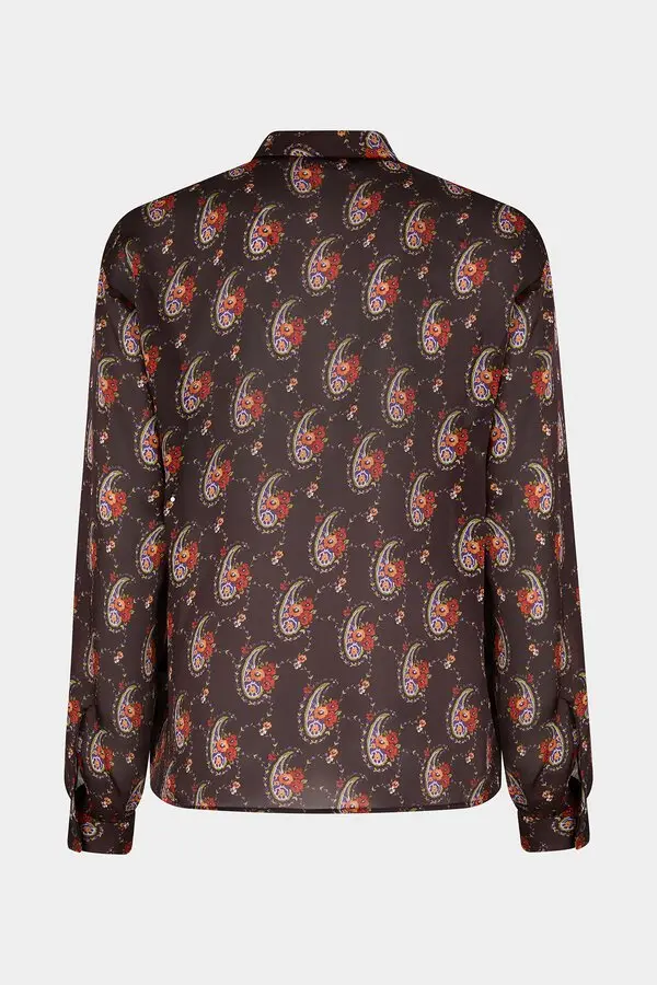Dsquared2 Paisley Print Knotted Collar Shirt - Black