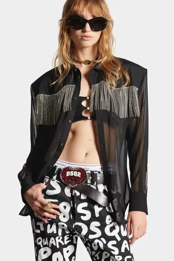 Dsquared2 Crystal Fringe Western Shirt