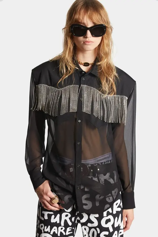 Dsquared2 Crystal Fringe Western Shirt