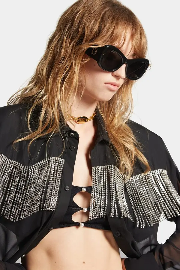 Dsquared2 Crystal Fringe Western Shirt