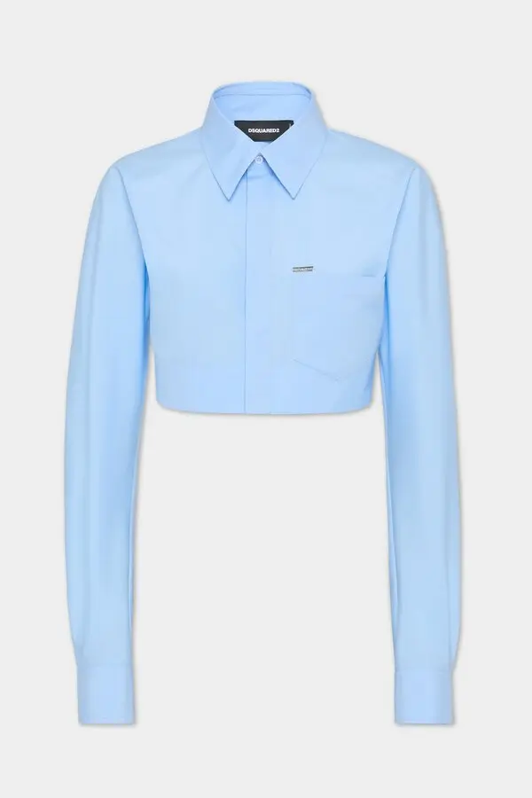 Dsquared2 Cropped Shirt With Classic Collar - Blue