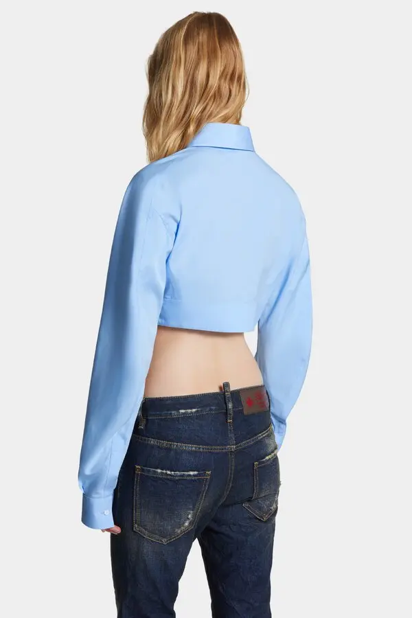 Dsquared2 Cropped Shirt With Classic Collar - Blue