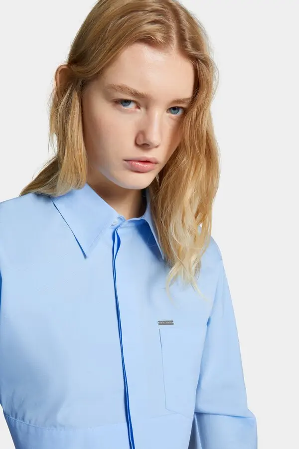 Dsquared2 Cropped Shirt With Classic Collar - Blue