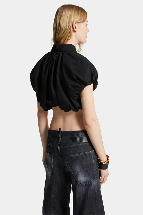 Dsquared2 Balloon Sleeve Cropped Shirt - Black