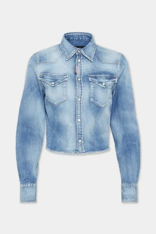 Dsquared2 Medium Wash Mini Western Shirt - Blue