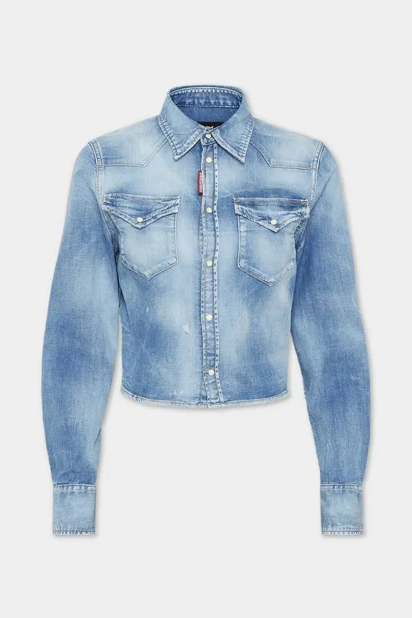 Dsquared2 Medium Wash Western Shirt - Blue