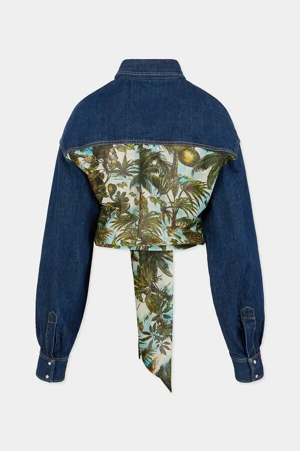 Dsquared2 Monkey Business Denim Mix Cropped Shirt