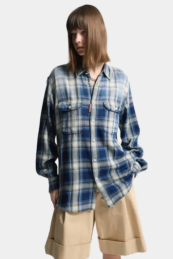 Dsquared2 Checked Cotton Oversized Shirt
