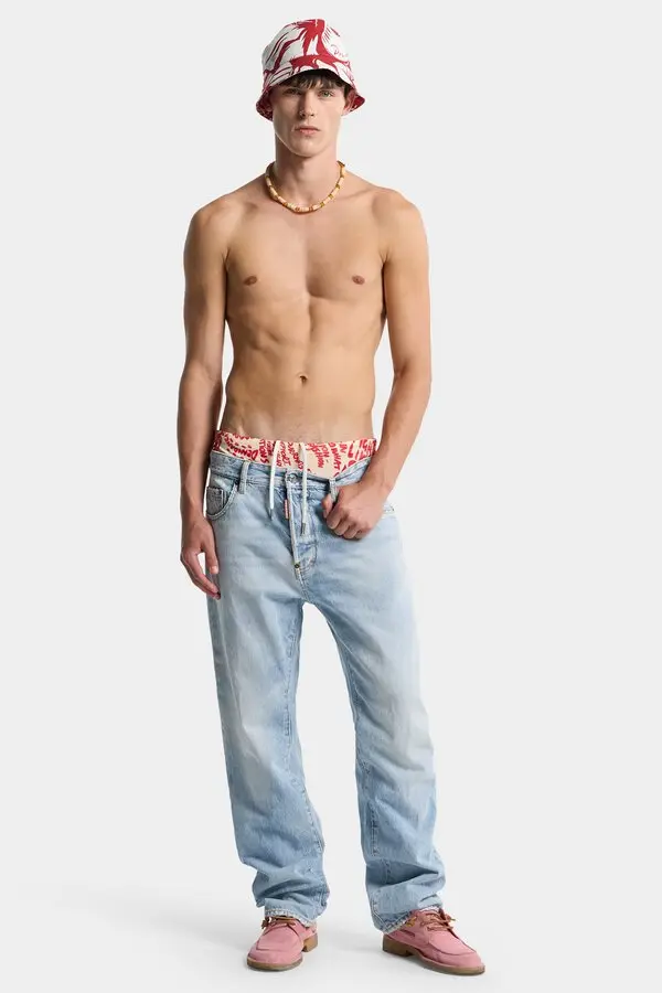 Dsquared2 Light Wash Straight Leg Jeans - Blue