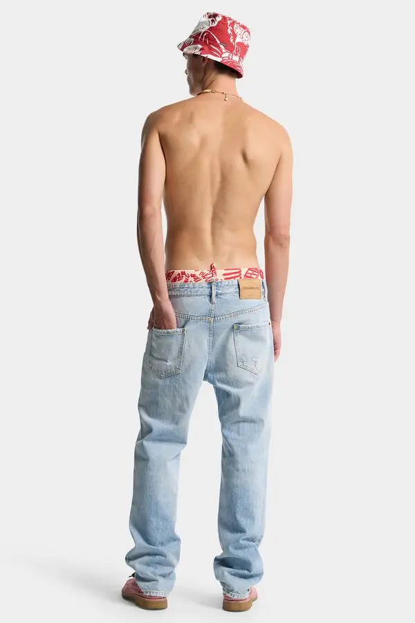 Dsquared2 Light Wash Straight Leg Jeans - Blue