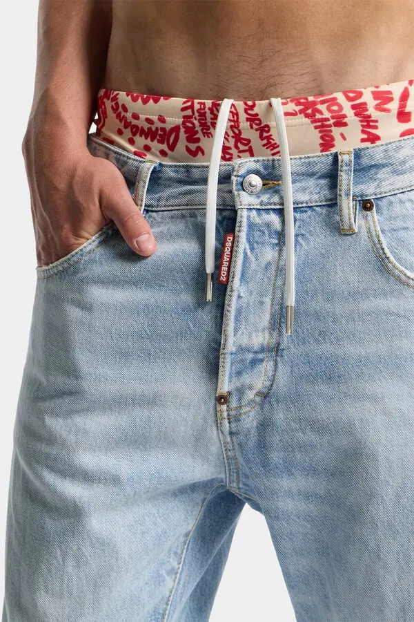 Dsquared2 Light Wash Straight Leg Jeans - Blue