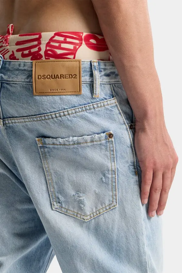 Dsquared2 Light Wash Straight Leg Jeans - Blue