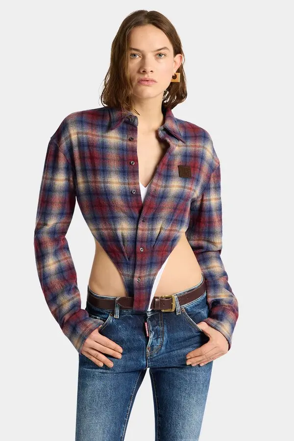Dsquared2 Plaid Deep Cut Shirt - Fantasy