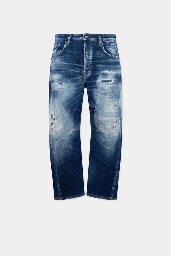 Dsquared2 Medium Wash Distressed Stretch Denim Jeans - Blue