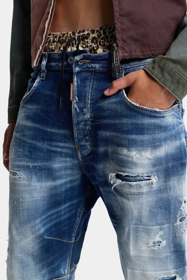Dsquared2 Medium Wash Distressed Stretch Denim Jeans