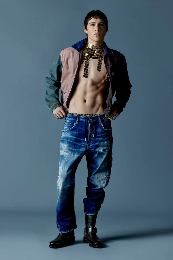 Dsquared2 Medium Wash Distressed Stretch Denim Jeans
