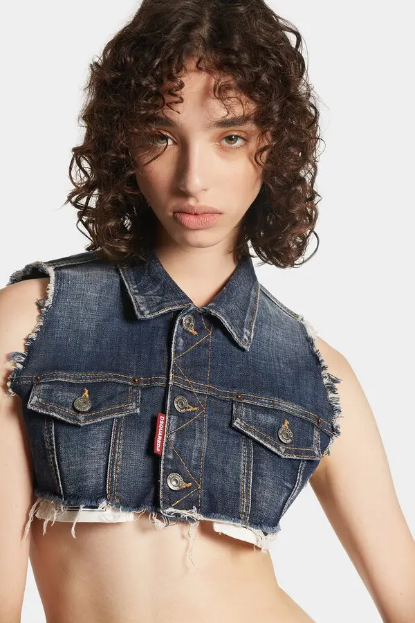 Dsquared2 Denim Cropped Vest