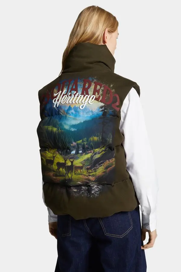 Dsquared2 Printed Cotton Ball Puff Vest