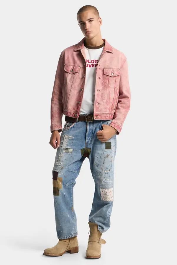 Dsquared2 Medium Wash Kawaii Jeans With Patches And Distressing