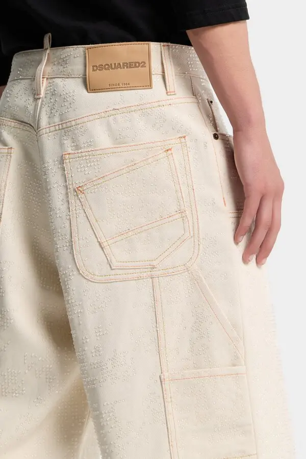 Dsquared2 Raw Wash Shiny Baggy Carpenter Jeans - Black
