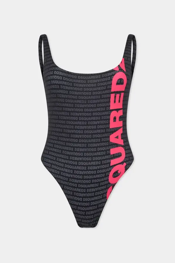 Dsquared2 All-over Logo One-piece Swimsuit - Black