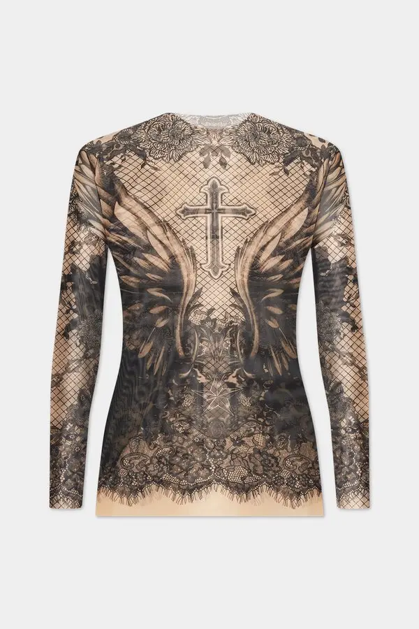 Dsquared2 Tattoo Print Mesh T-shirt