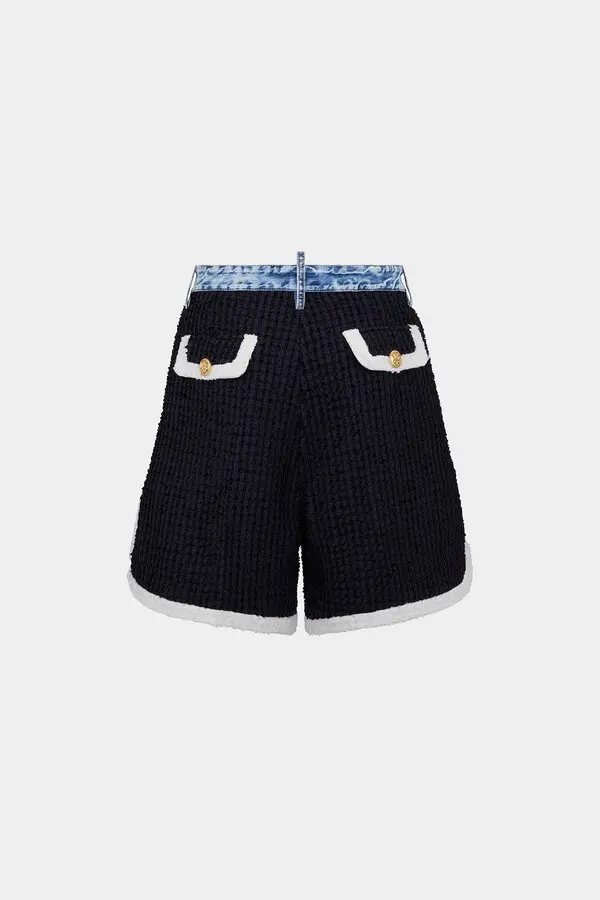 Dsquared2 Stretch Cotton Bouclé/denim Shorts