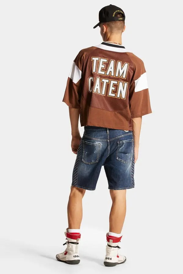 Dsquared2 Dark Easy Ripped Wash Marine Denim Shorts