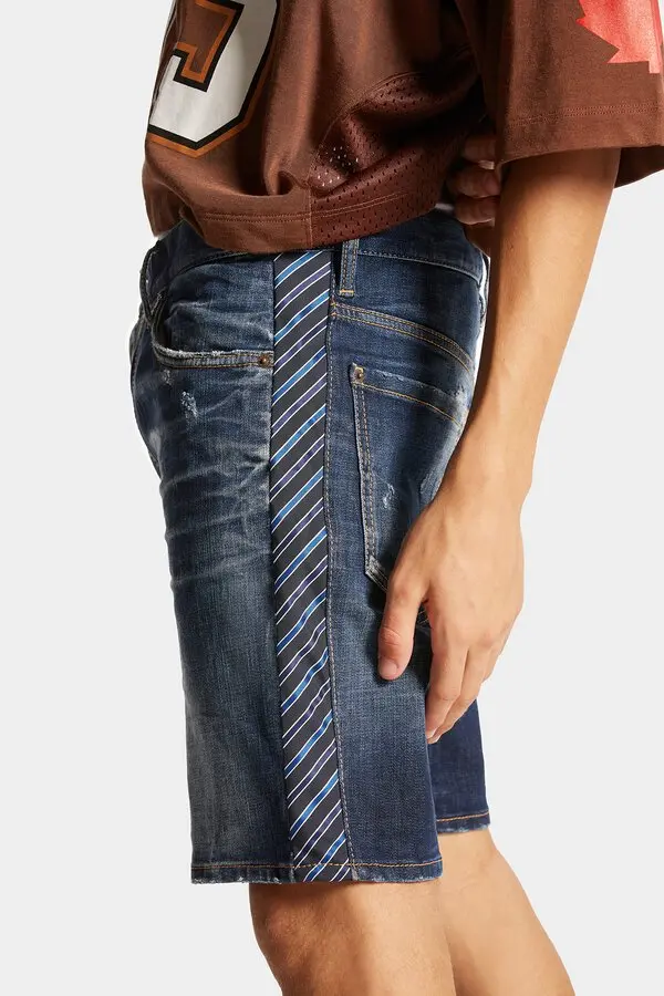 Dsquared2 Dark Easy Ripped Wash Marine Denim Shorts