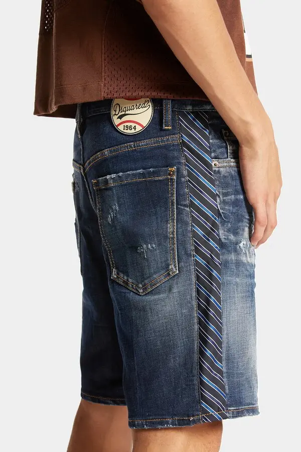 Dsquared2 Dark Easy Ripped Wash Marine Denim Shorts